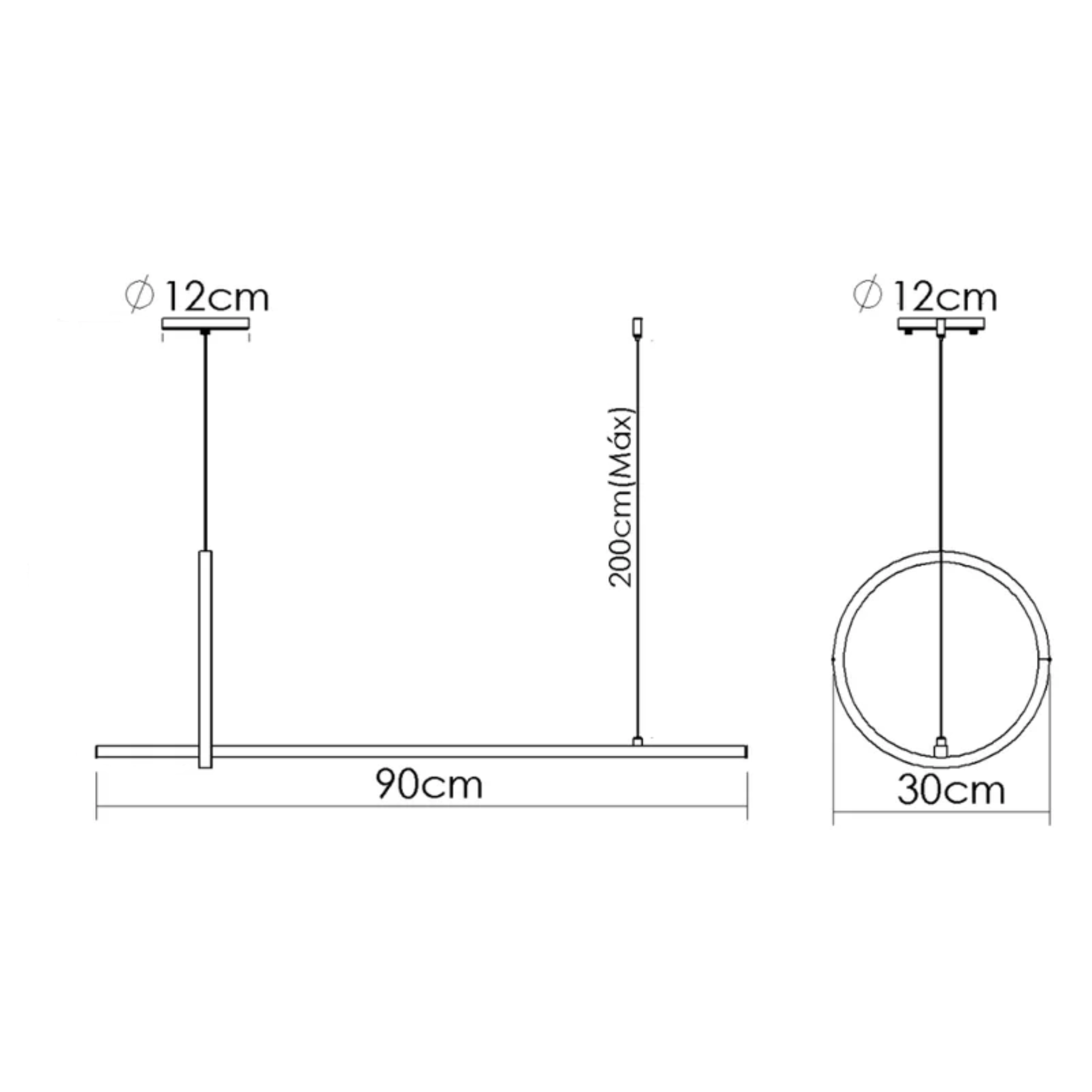 Pendente Luminária Moderno Loris 1 Aro e 1 Perfil de LED