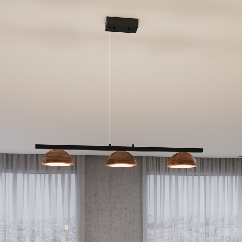 Pendente Luminária Moderna Taylor Placas de LED com Madeira